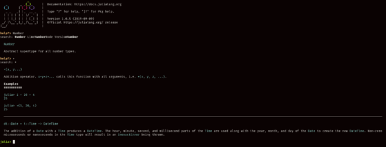 Julia programming language packages and REPL